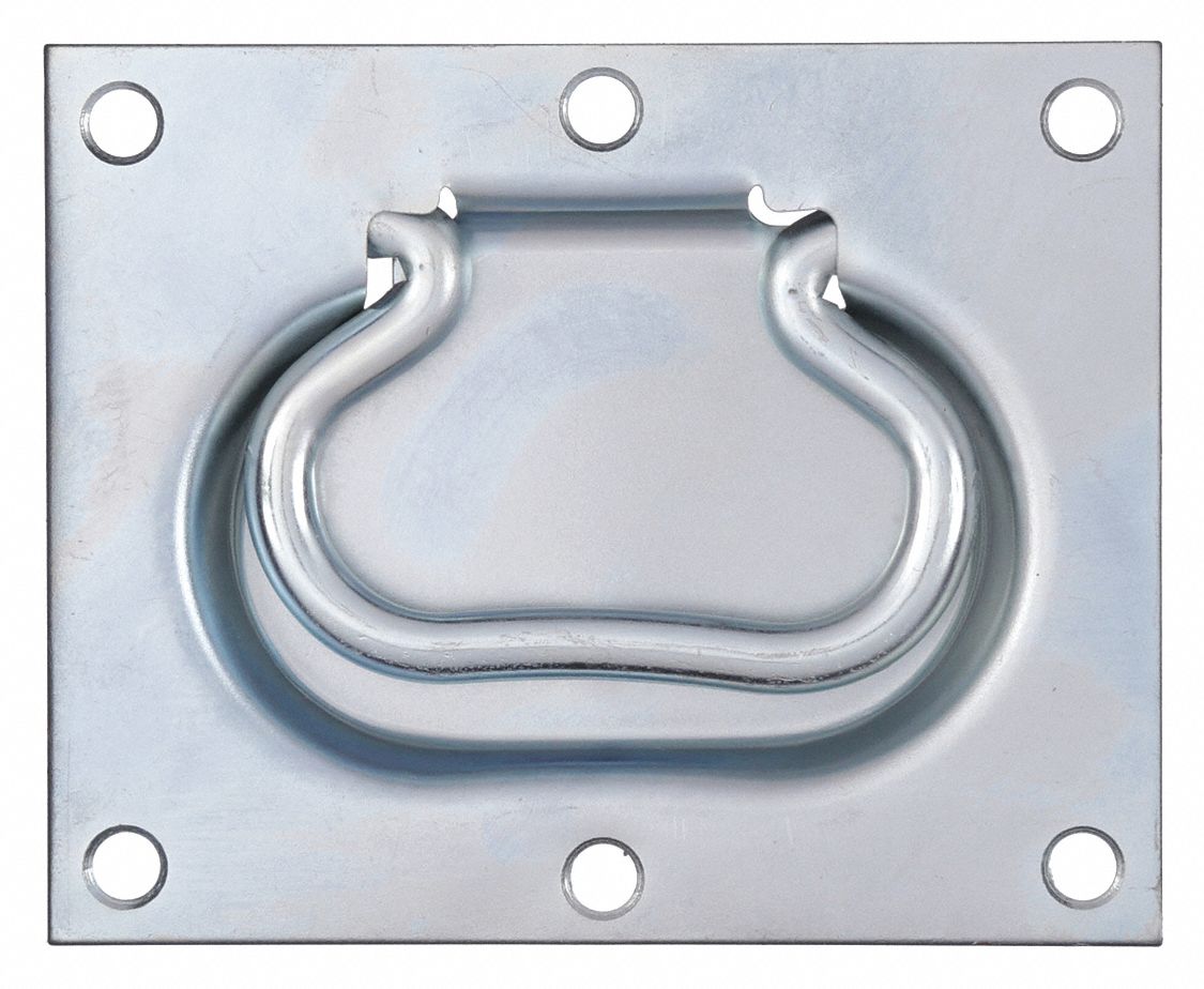 Recessed Folding Pull Handle, Steel, Polished Zinc, Unthreaded Through ...