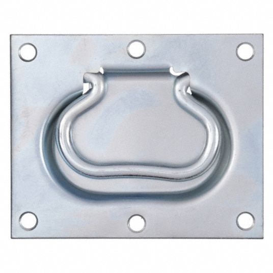 Recessed Folding Pull Handle, Steel, Polished Zinc, Unthreaded Through ...