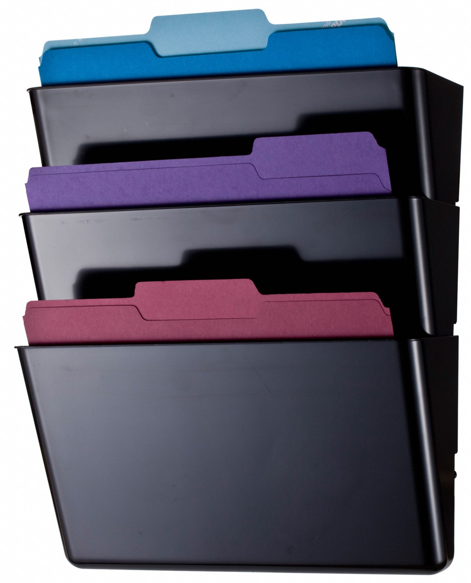OFFICEMATE Wall File: 3 Compartments, Plastic, Black, 3 PK - 1WDZ9 ...