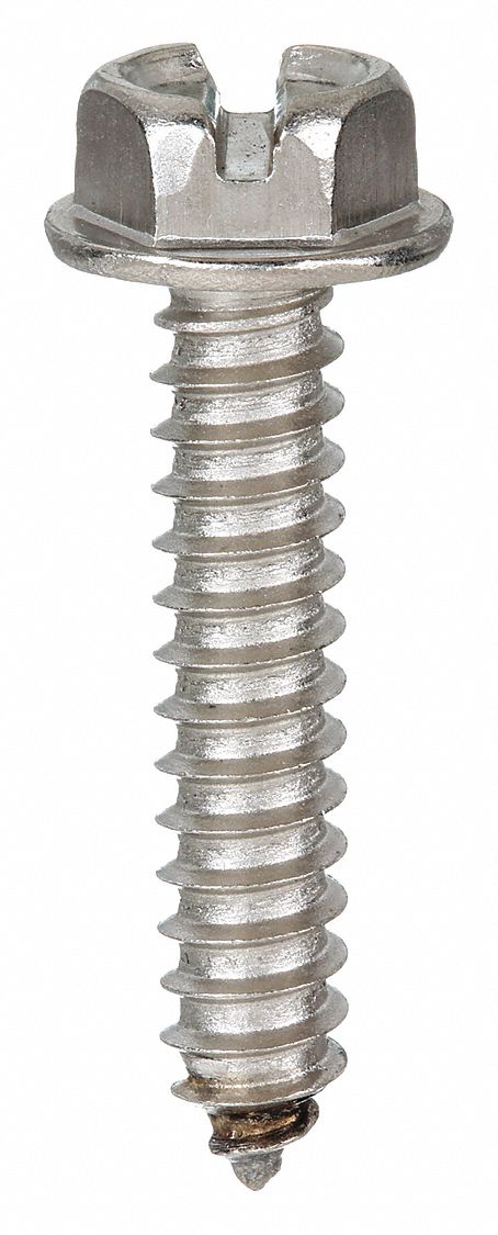APPROVED VENDOR TAPPING SHEET METAL SCREW, ¼ IN SIZE, 1¼ IN L, 18-8 SS, PLAIN FINISH, HEX WASHER ...