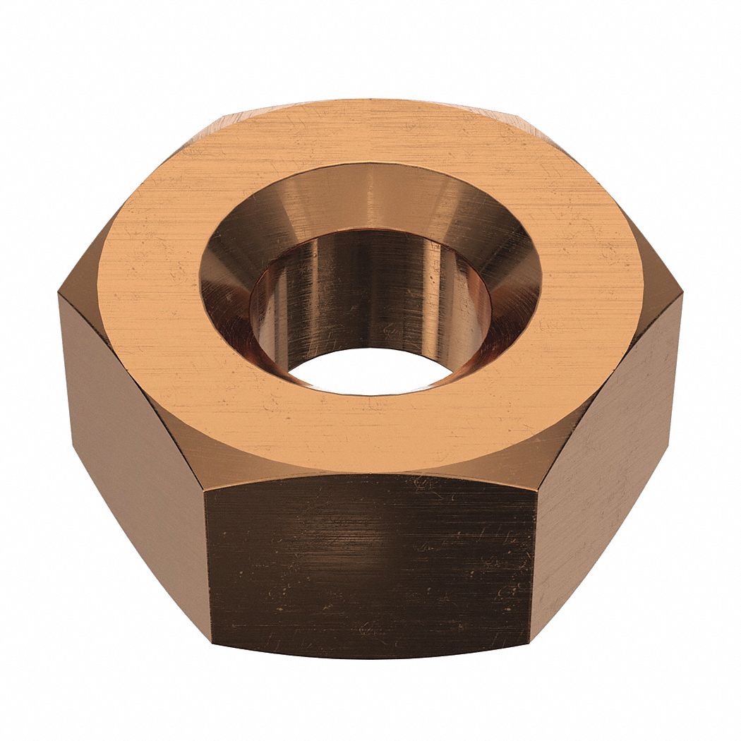 APPROVED VENDOR Tuerca Hexagonal 1/4"-20, Sin Acabado, Bronce al Silicio, Derecha, ASME B18.2.2 ...
