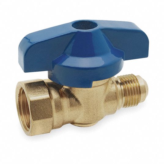 Gas Ball Valve, Brass, Inline, 2-Piece, Pipe Size 3/4 in x 15/16 in ...