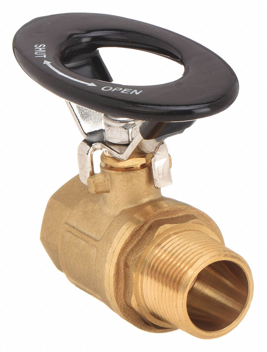Ball Valve, Brass, Inline, 2-Piece, Pipe Size 3/4 in, Connection Type ...