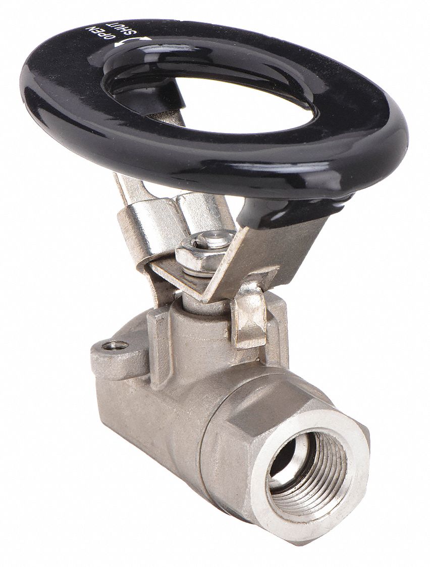 Ball Valve, 316 Stainless Steel, Inline, 2-Piece, Pipe Size 3/8 in ...