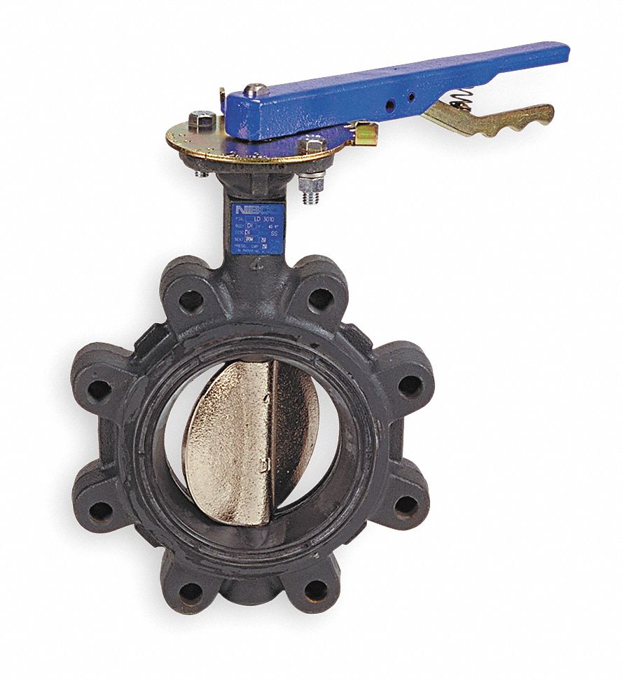 Lug-Style Butterfly Valve, Ductile Iron, 150 psi, 8 in Pipe Size - Grainger