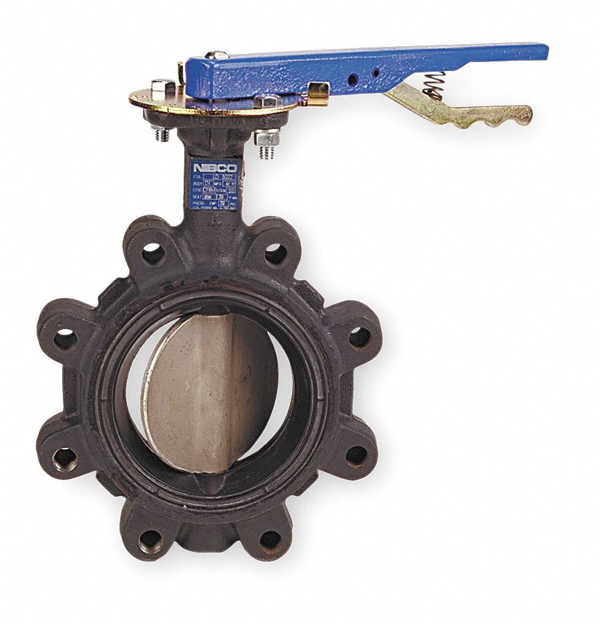 Lug-Style Butterfly Valve, Ductile Iron, 150 psi, 6 in Pipe Size - Grainger