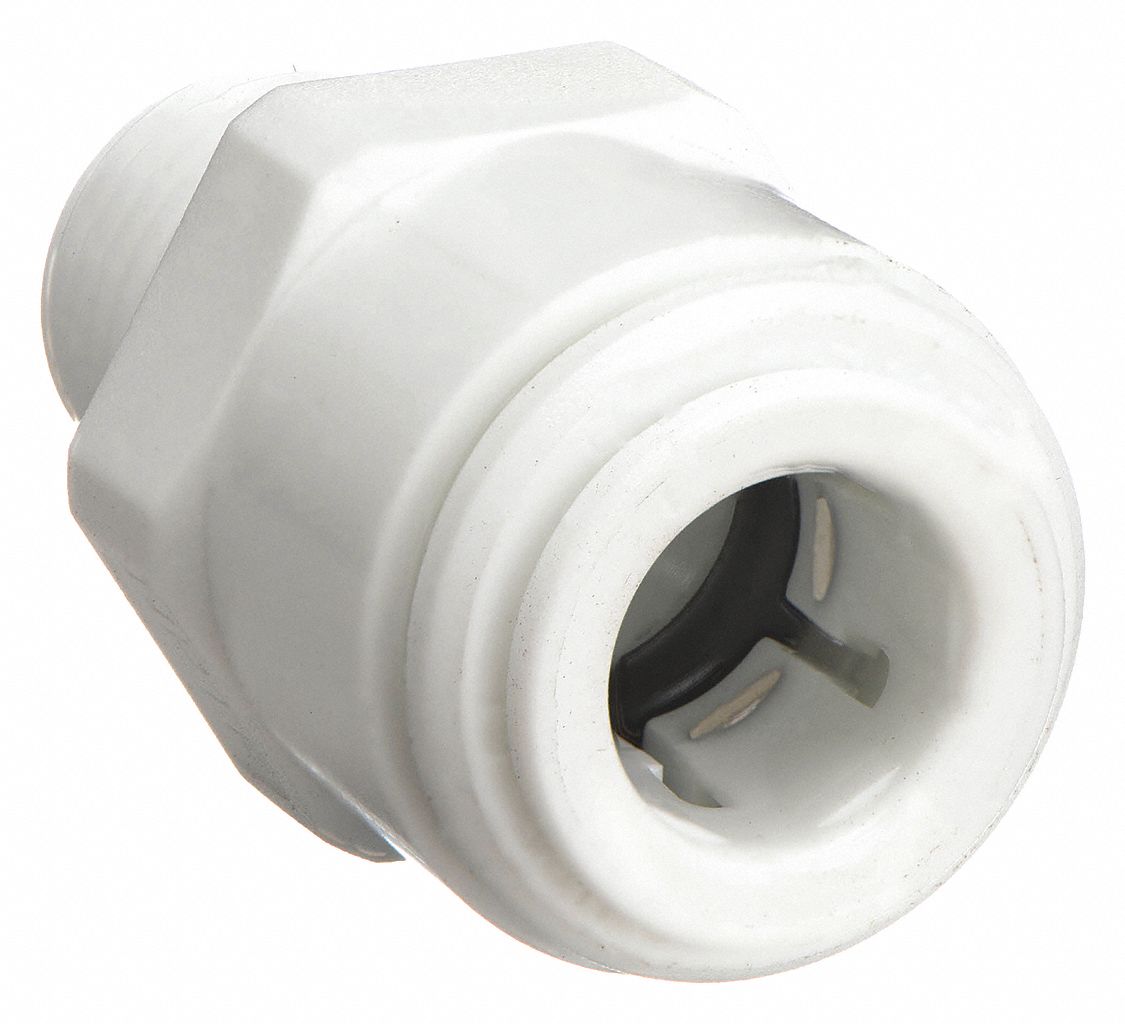 JOHN GUEST, Straight, 3/8 in OD 1/4 in Pipe Size, Push-Fit Adapter ...