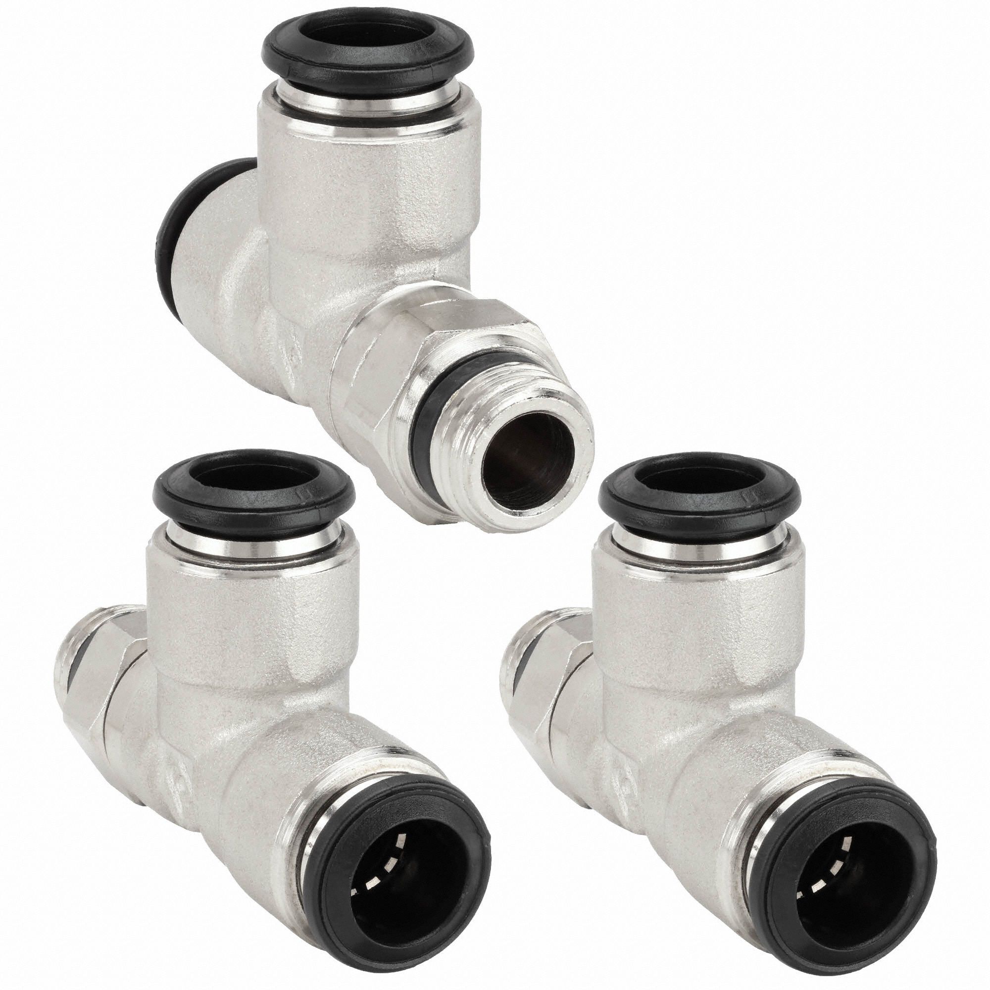 AIGNEP USA Swivel Run Tee: Nickel Plated Brass, Push-to-Connect x Push-to-Connect x MNPT ...