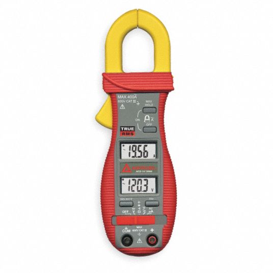 Digital Clamp On Ammeter, -4° to 572°F Temp. Range, 1.0 in (25 mm) Jaw ...