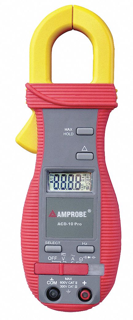 Digital Clamp On Ammeter, 1.0 in (25 mm) Jaw Capacity, CAT III 300V ...