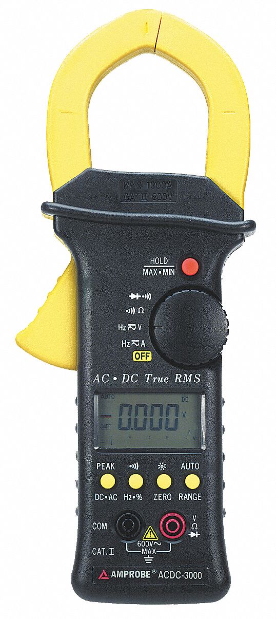 Digital Clamp On Ammeter, 2.0 in (51 mm) Jaw Capacity, CAT III 600V ...