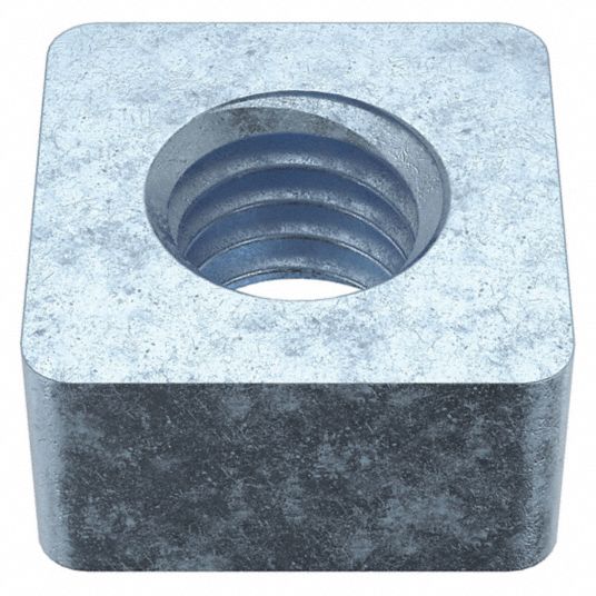 7/16"-14 Thread Size, Steel, Square Nut - 1XA91|SQNI20430-100BX - Grainger