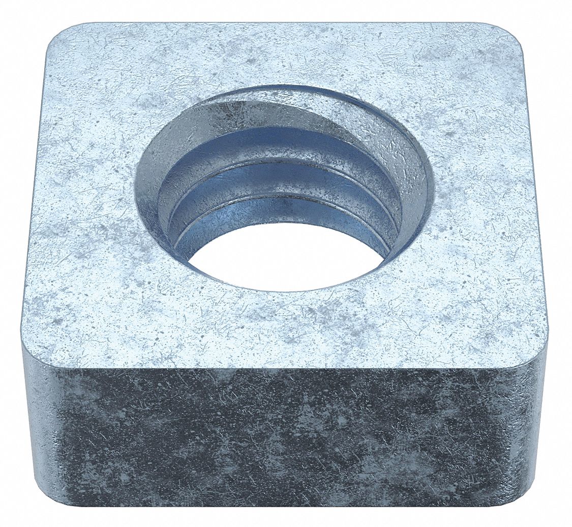 3/8"-16 Thread Size, Steel, Square Nut - 1XB16|SQMSNI20370-100BX - Grainger
