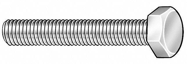 Stainless Steel, Plain, Hex Head Cap Screw - 6BB50|6BB50 - Grainger