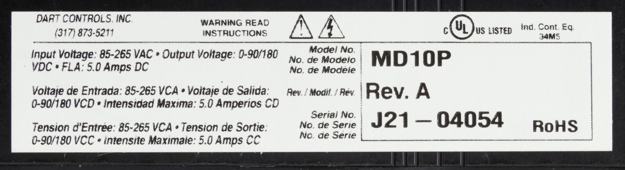 DART CONTROLS DC Speed Control: SCR, Enclosed, NEMA 4X, 5 A Max Current ...