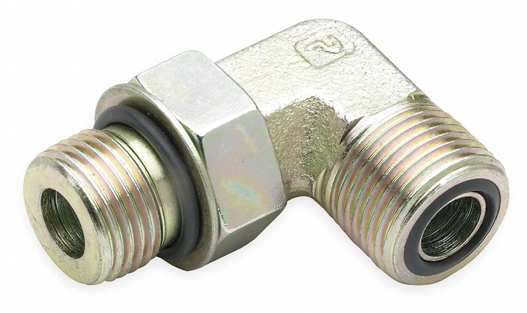 PARKER Straight Thread Elbow, 90 Degrees: 90° Elbow Adapter, Male O-Ring Face Seal x Male SAE ...