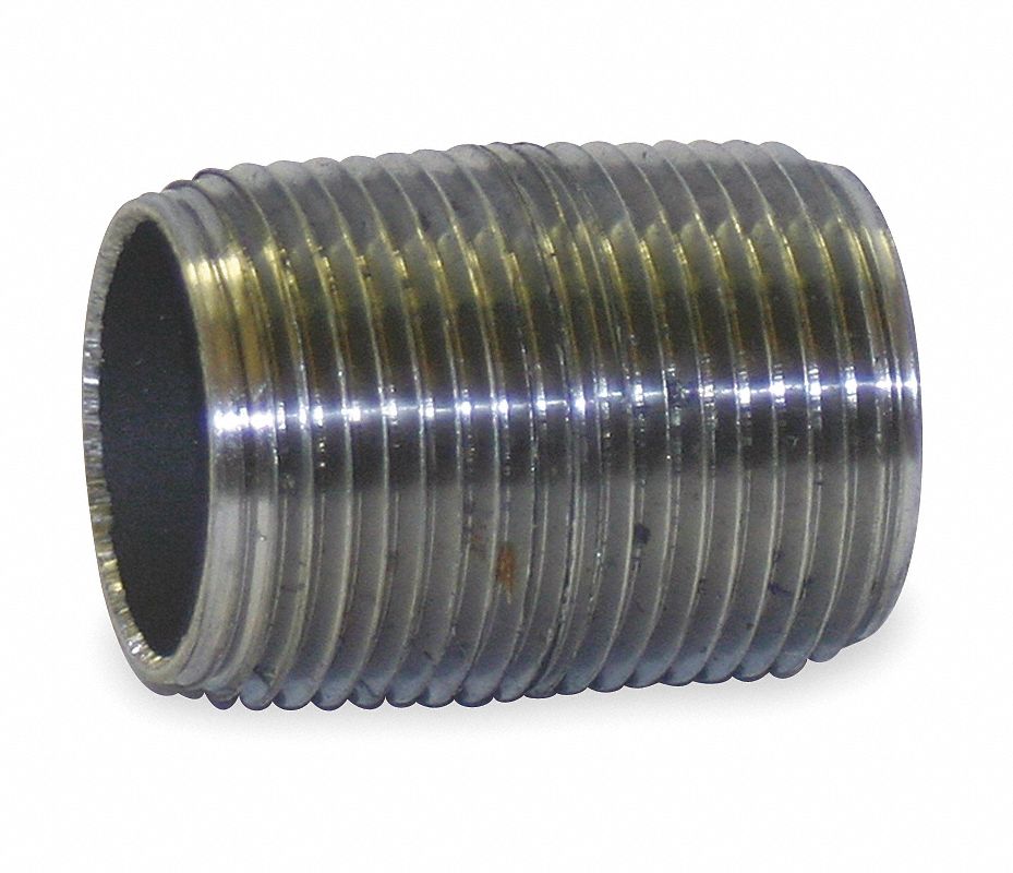 GRAINGER APPROVED Niple de Cierre para Tuberías 1/2" Acero Negro, Rosca ...