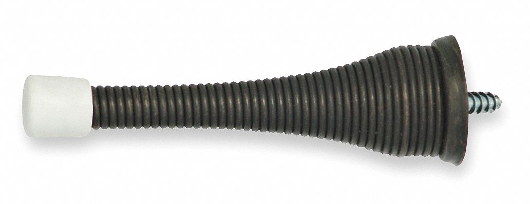 Steel, Spring Door Stop, Wall Mount, Oil-Rubbed Bronze Finish - Grainger
