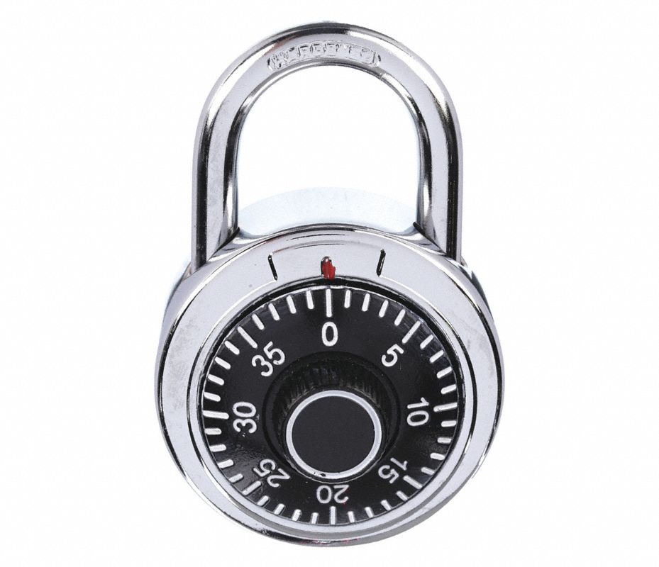 APPROVED VENDOR Candado de Combinación, Acero Inoxidable, Plateado, Cromado, Redonda, 1-3/4", 1 ...