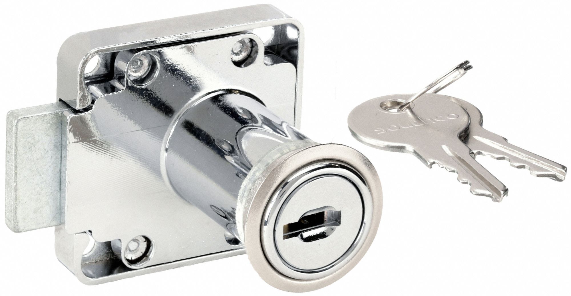 For 7/8 in Material Thick, Chrome-Plated, Cabinet and Drawer Dead Bolt ...