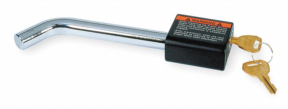 REESE Receiver Lock: Universal, 5/8 in, Chrome Plated, (2) Keys/Vinyl ...