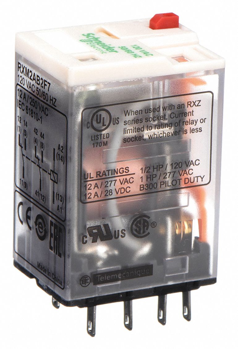 SCHNEIDER, Socket Mounted, 12 A Current Rating, General Purpose Relay ...