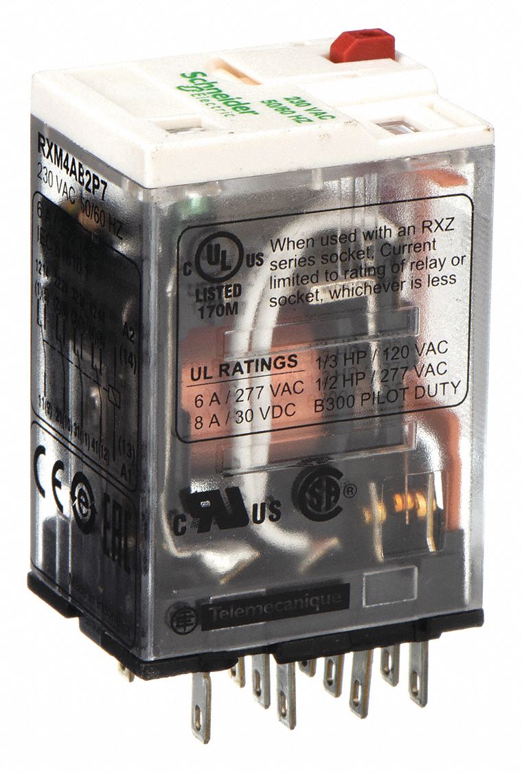 SCHNEIDER, Socket Mounted, 6 A Current Rating, General Purpose Relay ...