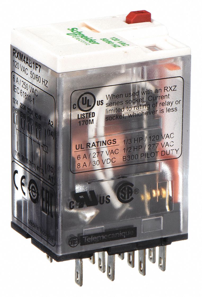 SCHNEIDER, Socket Mounted, 6 A Current Rating, General Purpose Relay ...