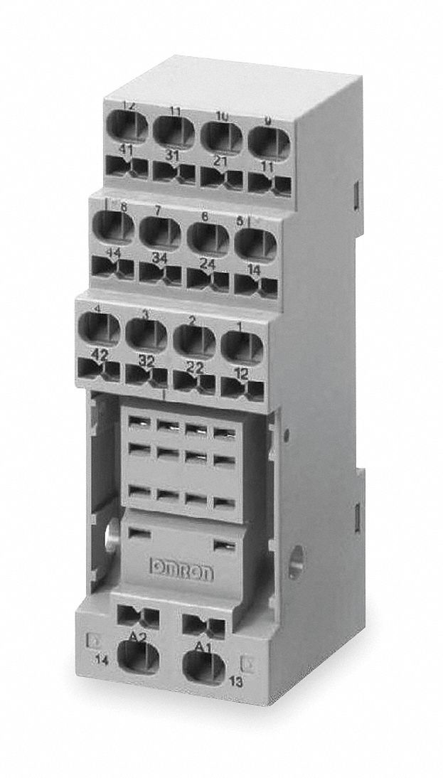 OMRON, 10 A Rating, DIN-Rail Socket Mounting, Relay Socket - 1YAW8 ...