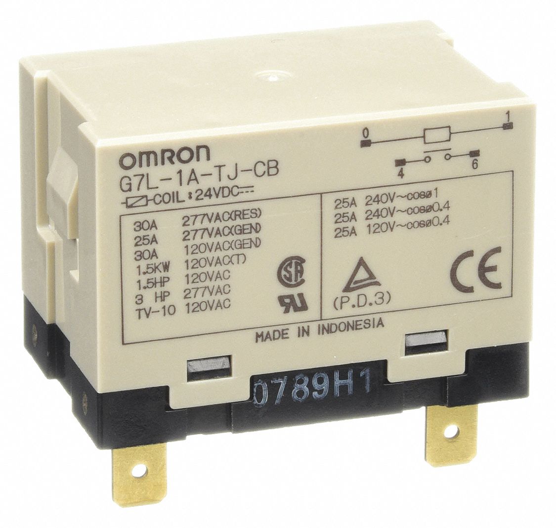OMRON, Bracket Mounted, 30 A Current Rating, Enclosed Power Relay - 1YCF6|G7L-1A-TJ-CB-DC24 ...