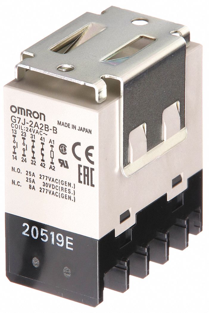 OMRON, Bracket Mounted, 25 A Current Rating, Enclosed Power Relay - 1YCH5|G7J-2A2B-B-W1-AC24 ...