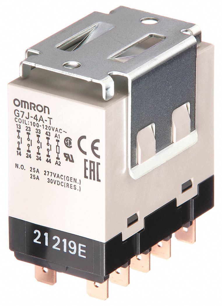 OMRON, Bracket Mounted, 25 A Current Rating, Enclosed Power Relay - 1YCK5|G7J-4A-T-W1-AC100/120 ...