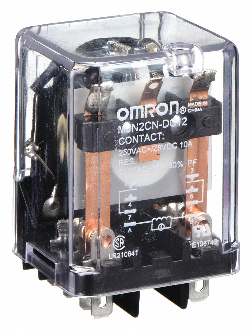 OMRON, Socket Mounted, 10 A Current Rating, General Purpose Relay - 1YCP2|MJN2C-N-DC12 - Grainger