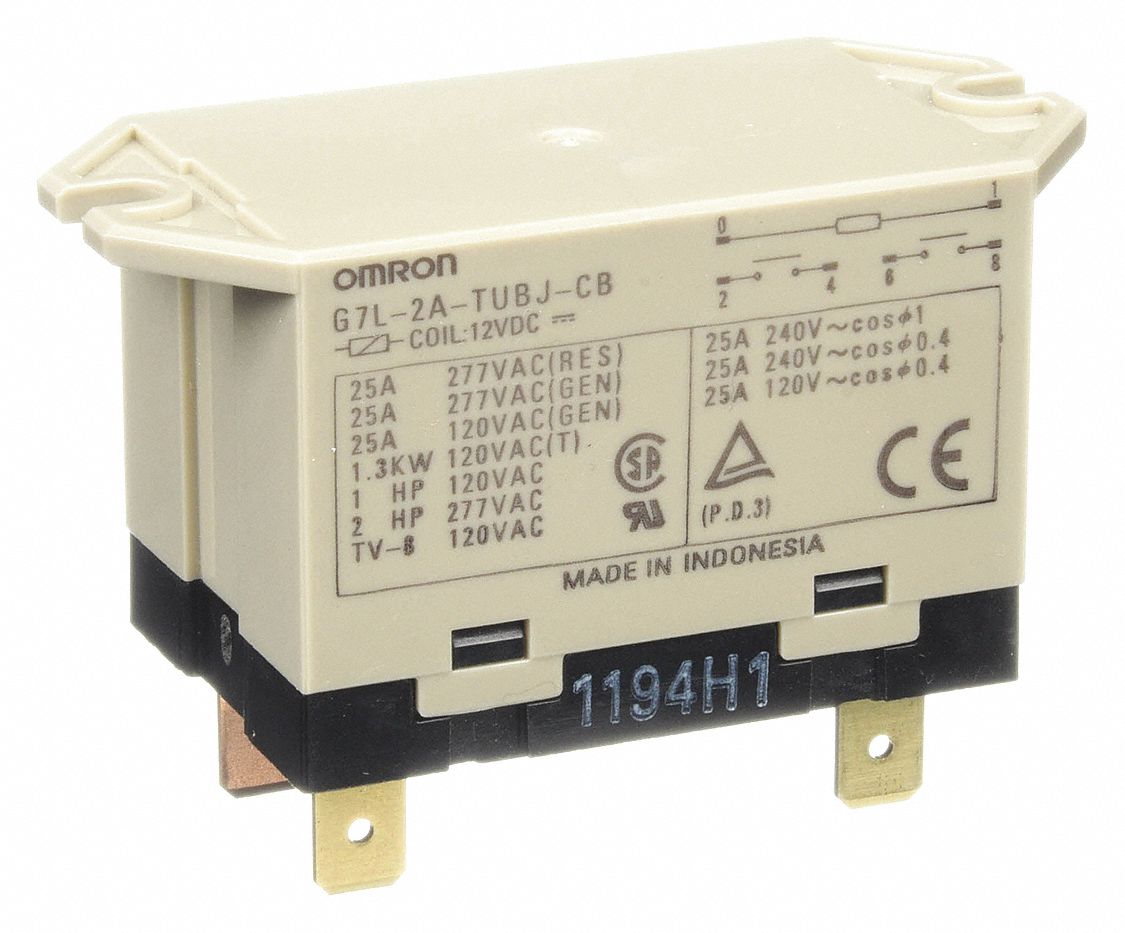 OMRON, Surface (Top Flange) Mounted, 25 A Current Rating, Enclosed Power Relay - 1YCZ3|G7L-2A ...
