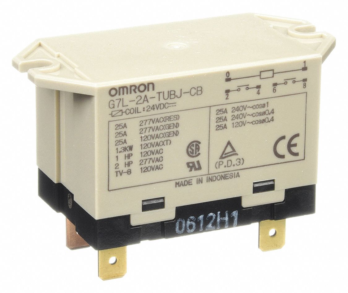 OMRON, Surface (Top Flange) Mounted, 25 A Current Rating, Enclosed Power Relay - 1YCZ4|G7L-2A ...