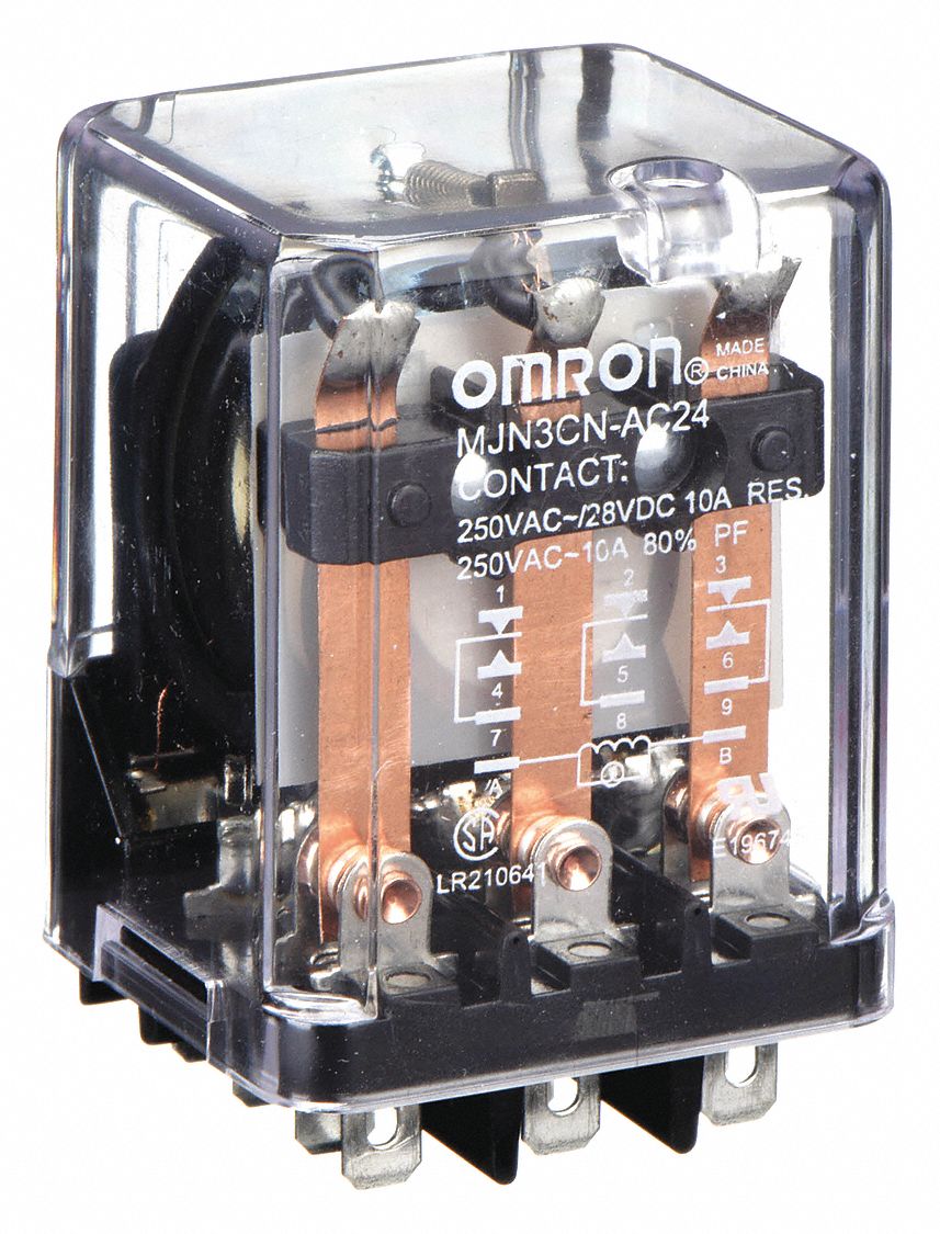 OMRON, Socket Mounted, 10 A Current Rating, General Purpose Relay - 1YDE4|MJN3C-AC24 - Grainger