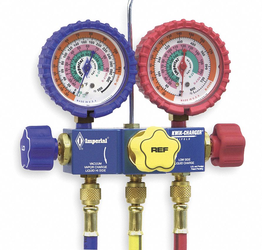 IMPERIAL Mechanical Manifold Gauge Set Number Of Valves 3 0 To 800 Psi Gauges High Side Red 