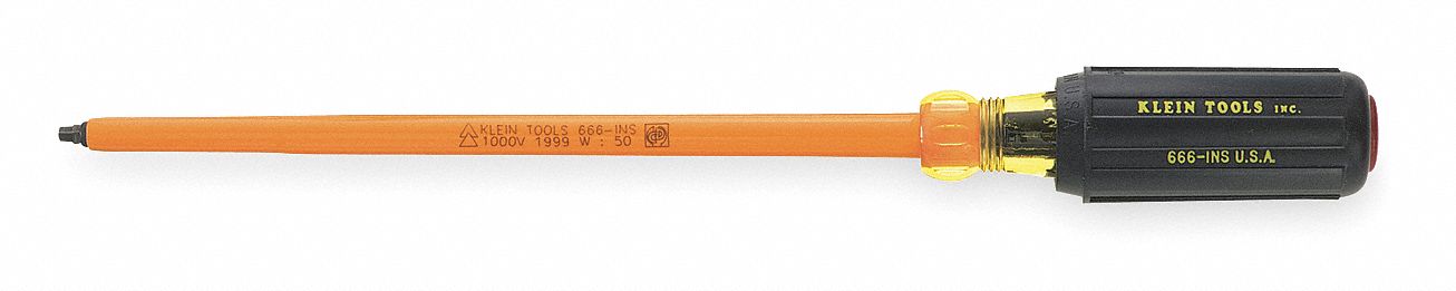 Insulated Screwdriver, Tip Size #1, Robertson Square Recess, Overall ...