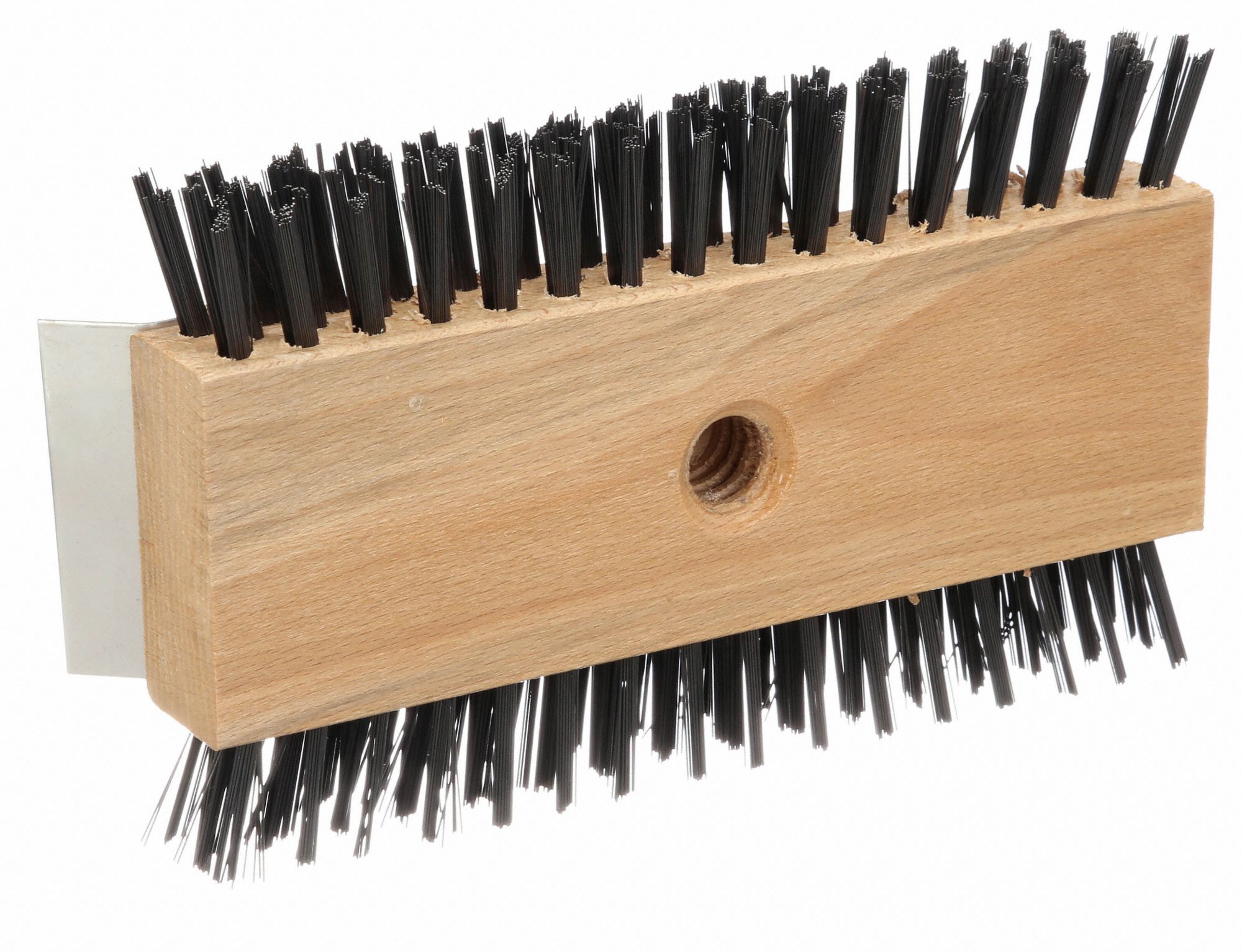 TOUGH GUY Broiler Brush: Straight Handle, Carbon Steel, Wood, 8 1/2 in ...