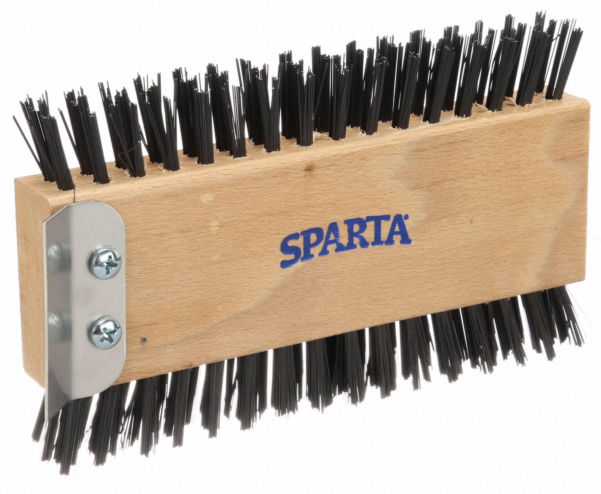 TOUGH GUY Broiler Brush: Straight Handle, Carbon Steel, Wood, 8 1/2 in ...