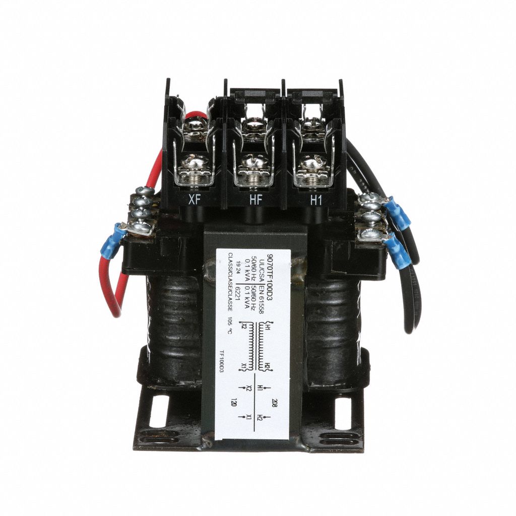 SQUARE D Control Transformer: 208V AC, 120V AC, Foot, Top Mounted Fuse ...