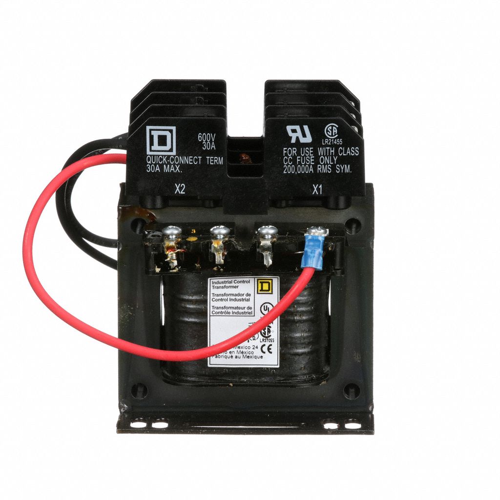 SQUARE D Control Transformer: 208V AC, 120V AC, Foot, Top Mounted Fuse ...