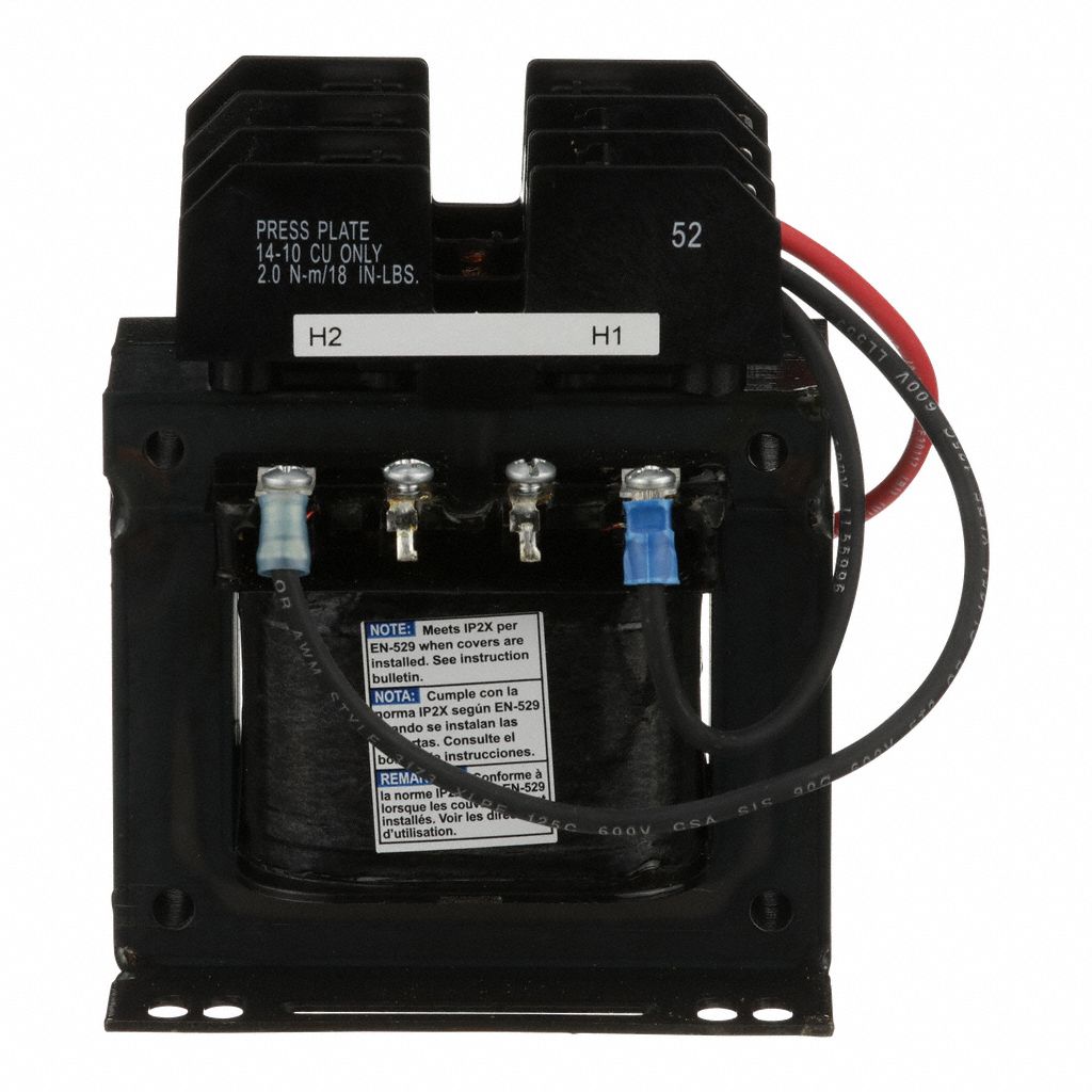 SQUARE D Control Transformer: 208V AC, 120V AC, Foot, Top Mounted Fuse ...