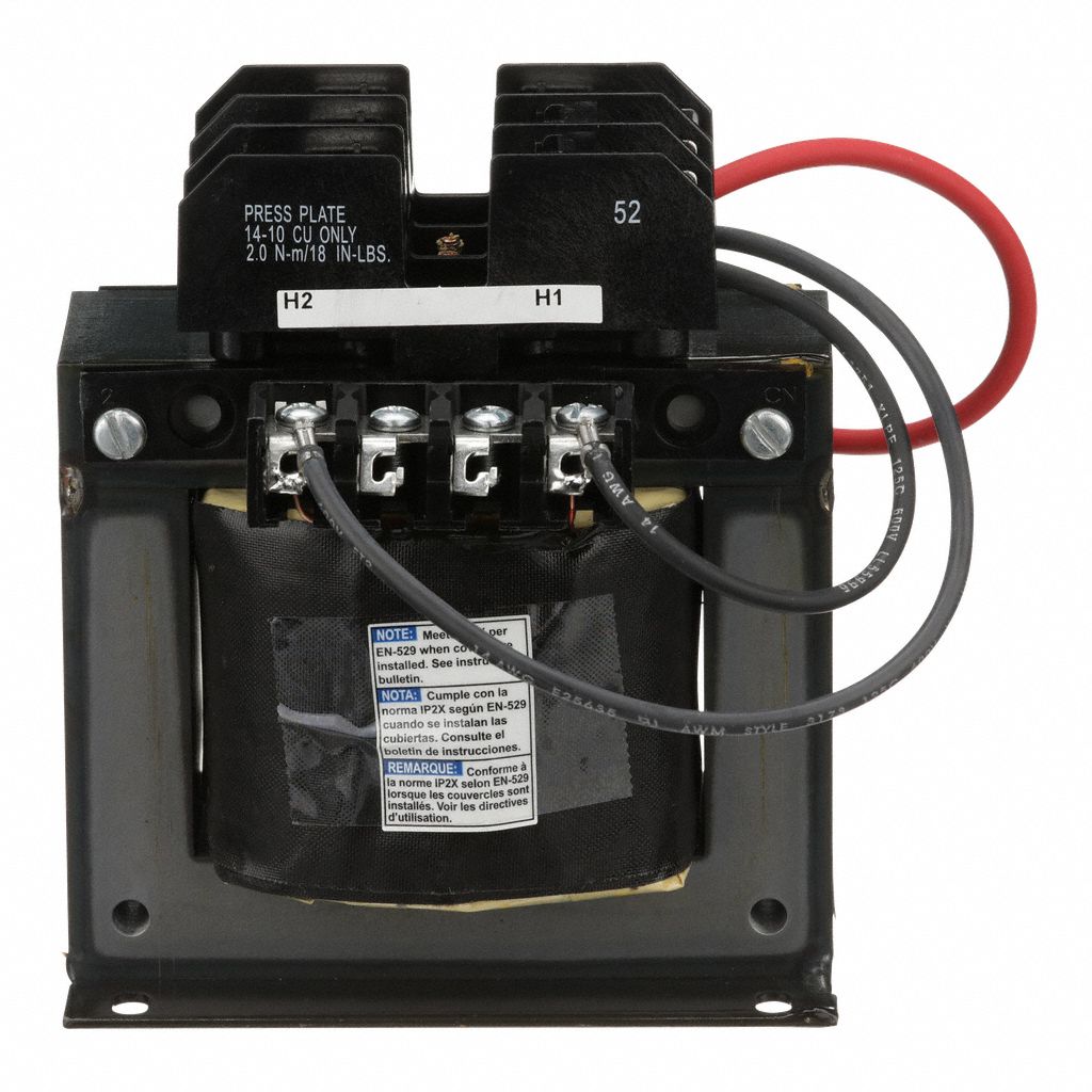 SQUARE D Control Transformer: 208V AC, 120V AC, Foot, Top Mounted Fuse ...