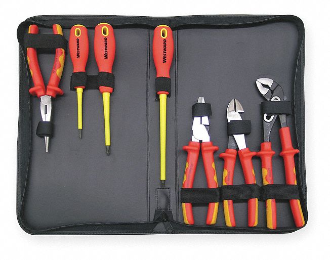 WESTWARD, 7 Total Pcs, Drivers and Bits/Pliers, Insulated Tool Kit ...