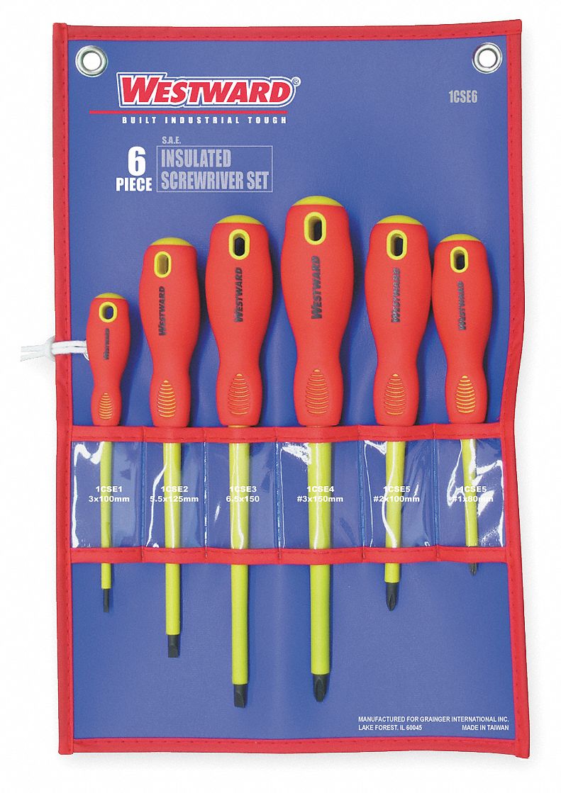 WESTWARD Insulated Screwdriver Set, Assorted, Number of Pieces 6 ...
