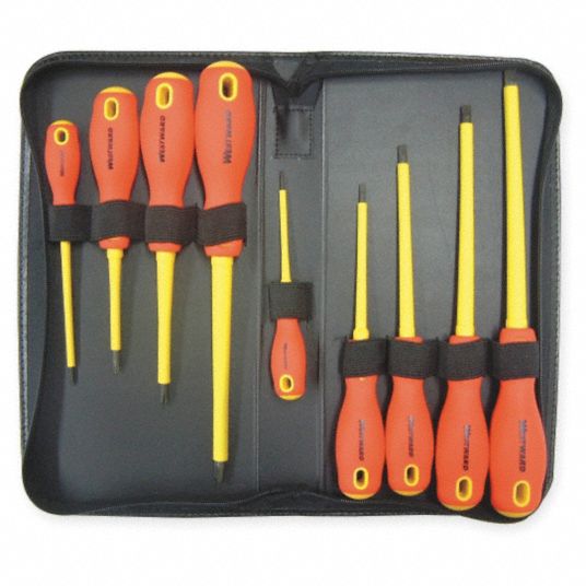 WESTWARD Insulated Screwdriver Set: 9 Pieces, Phillips/Slotted Tip ...