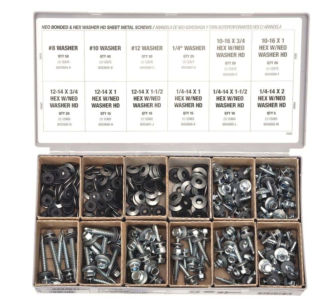 Self-Drilling Screws and Bonded Neoprene Washers Assortment - Grainger