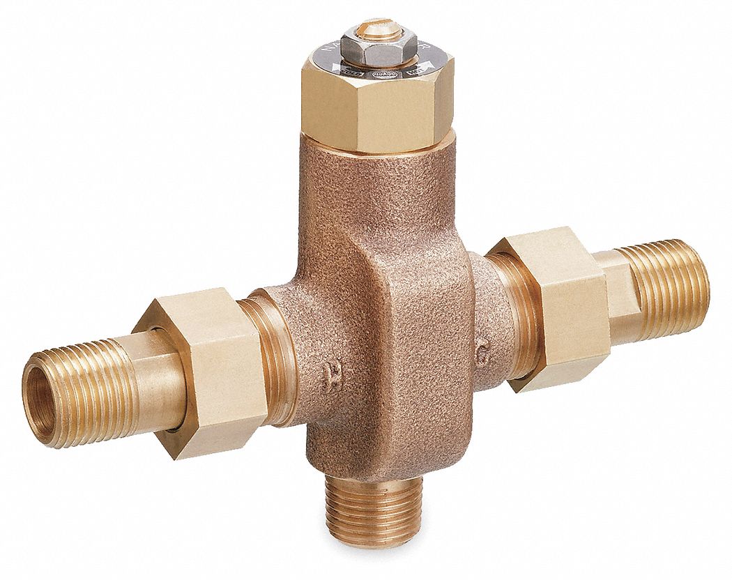 1/2 in MNPT Inlet Type Mixing Valve, Bronze, 0.5 to 8 gpm - Grainger