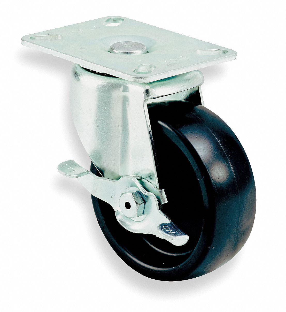 Plate Caster, Swivel, Polyolefin, 300 lb, 4 in Wheel Dia. - Grainger